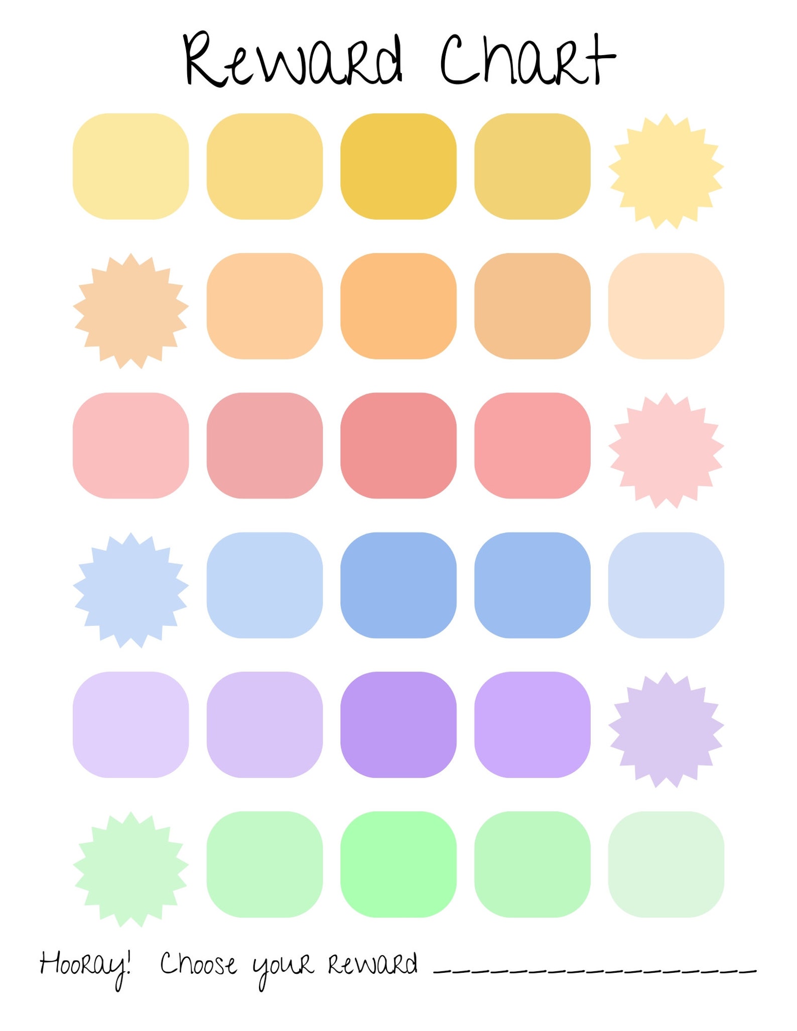 Reward Chart Printable PDF Instant Download Toddler Reward Chart ...