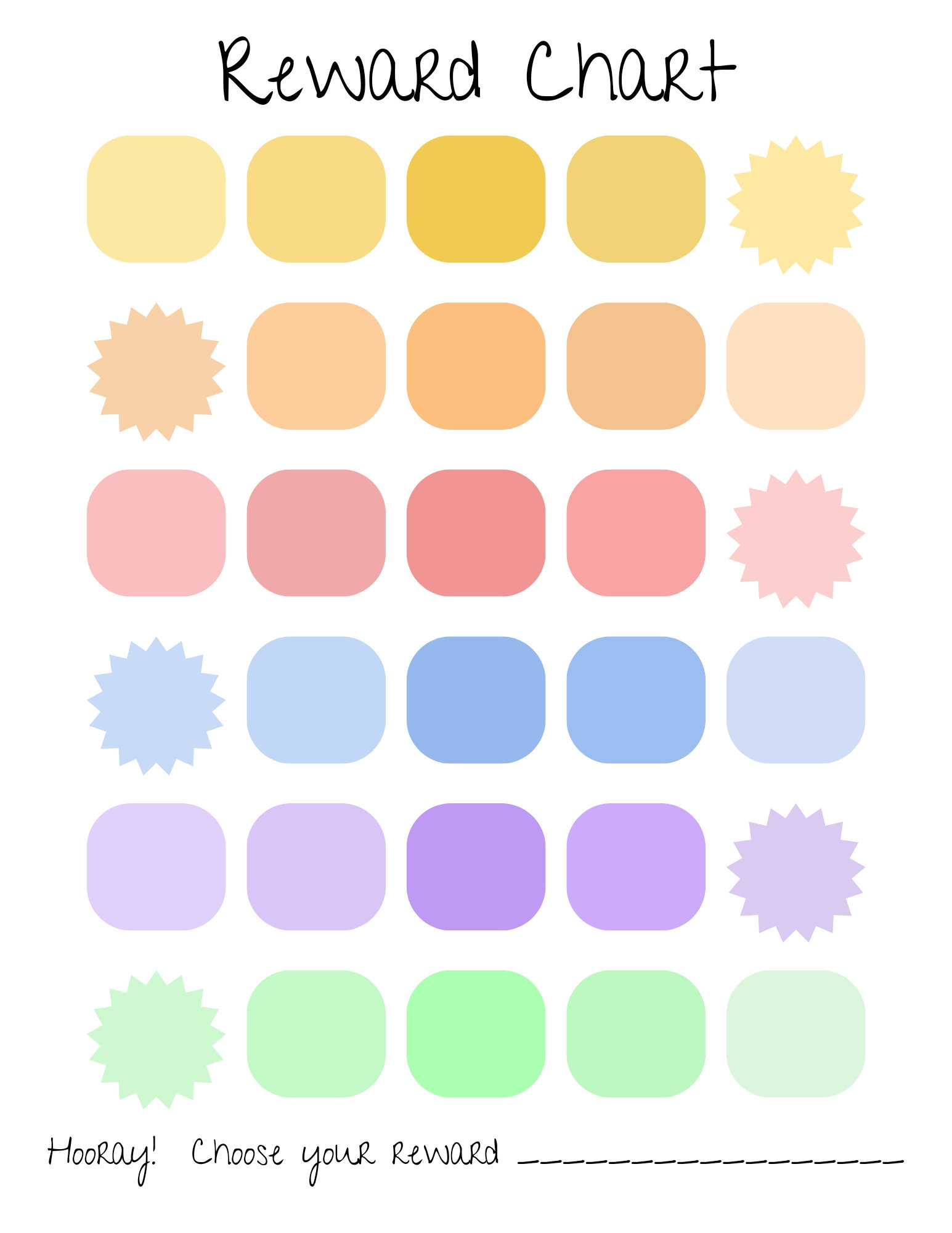 Reward Chart Printable PDF Instant Download - Toddler Reward Chart ...