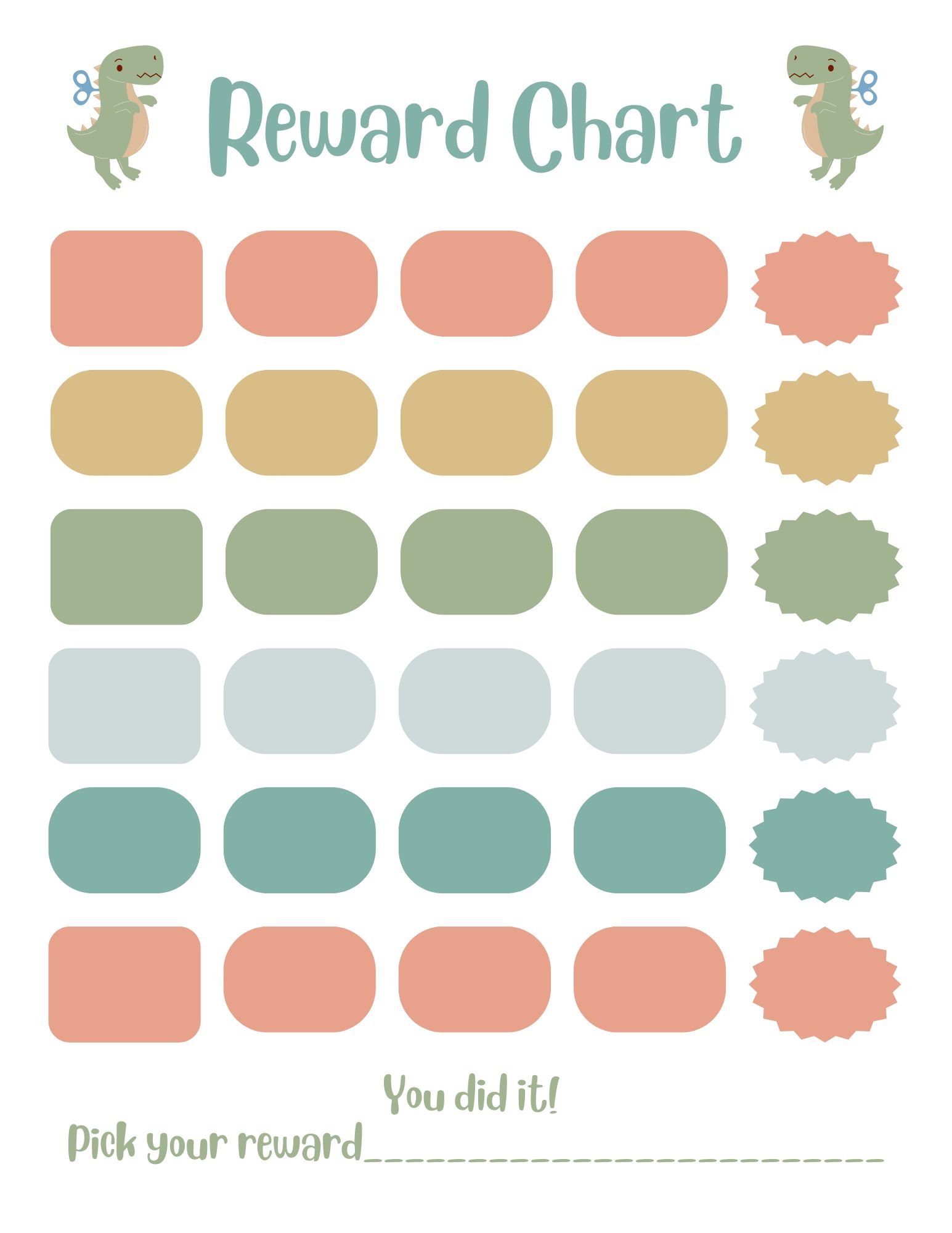 Dino Reward Chart Printable PDF Instant Download - Toddler Reward Chart ...