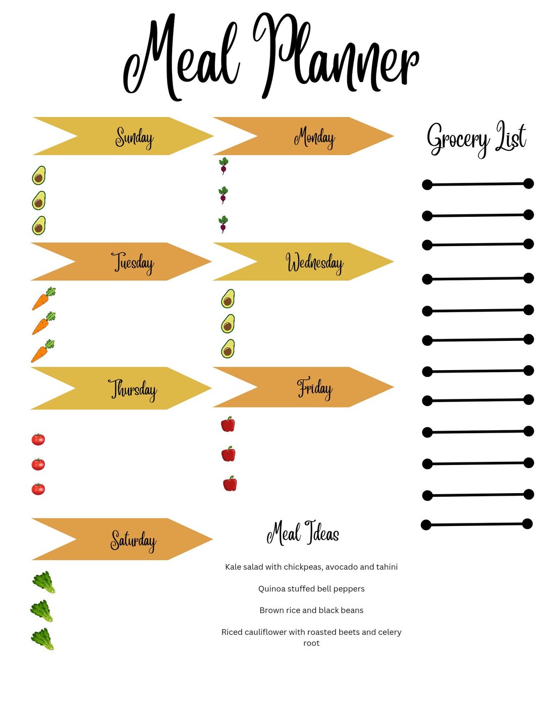 Weekly Digital Meal Planner Instant Download And Printable Etsy
