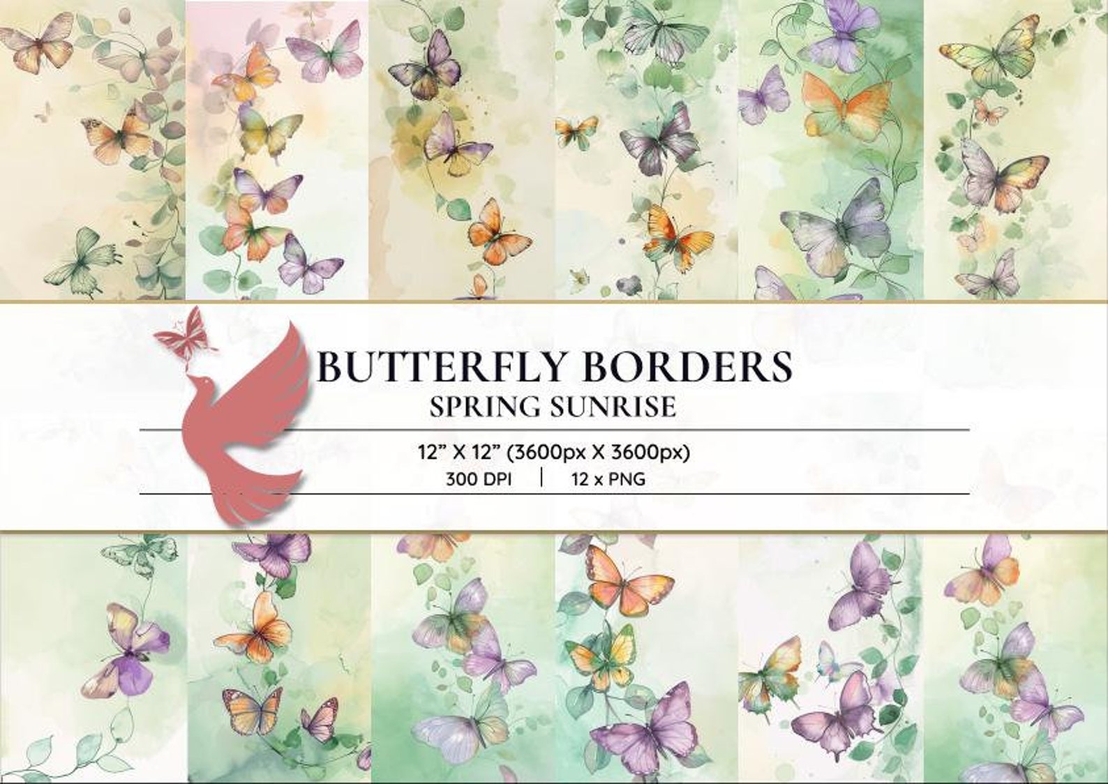 Watercolor Butterfly Digital Paper | Butterfly Digital Art | Square ...