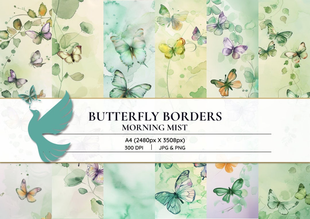 Watercolor Butterfly A4 Size Digital Paper Butterfly Digital Art ...