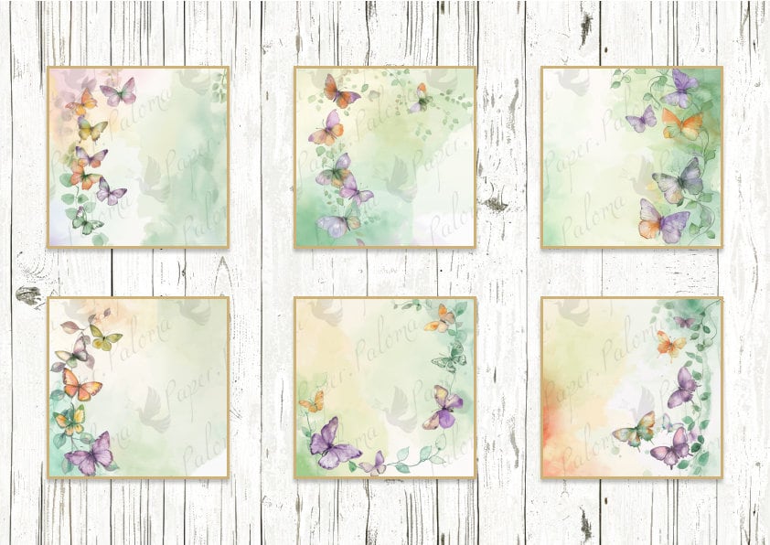 Watercolor Butterfly Digital Paper | Butterfly Digital Art | Square ...