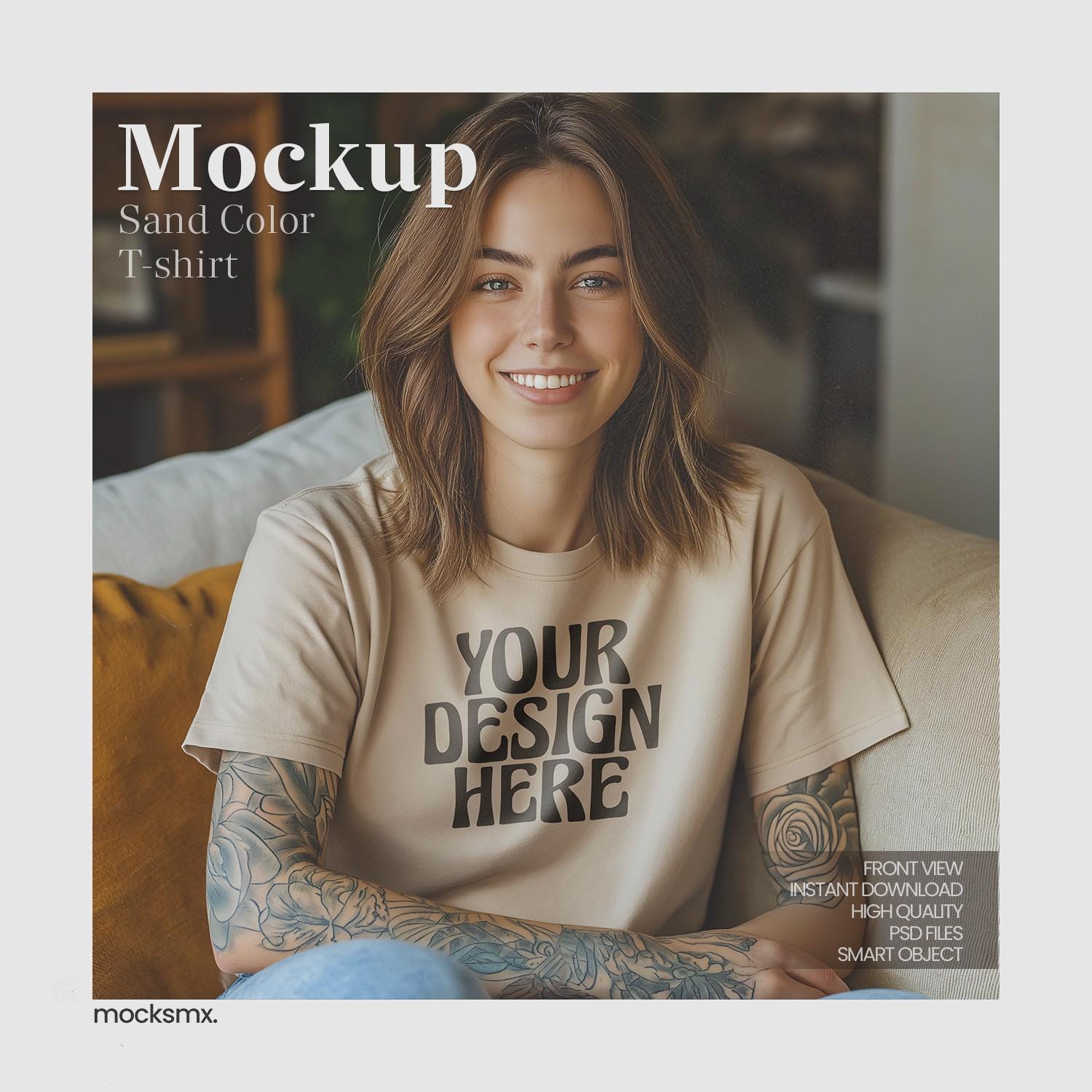 Sand Color T-shirt MOCKUP With a Simple and Minimalist Style. PSD + JPG ...