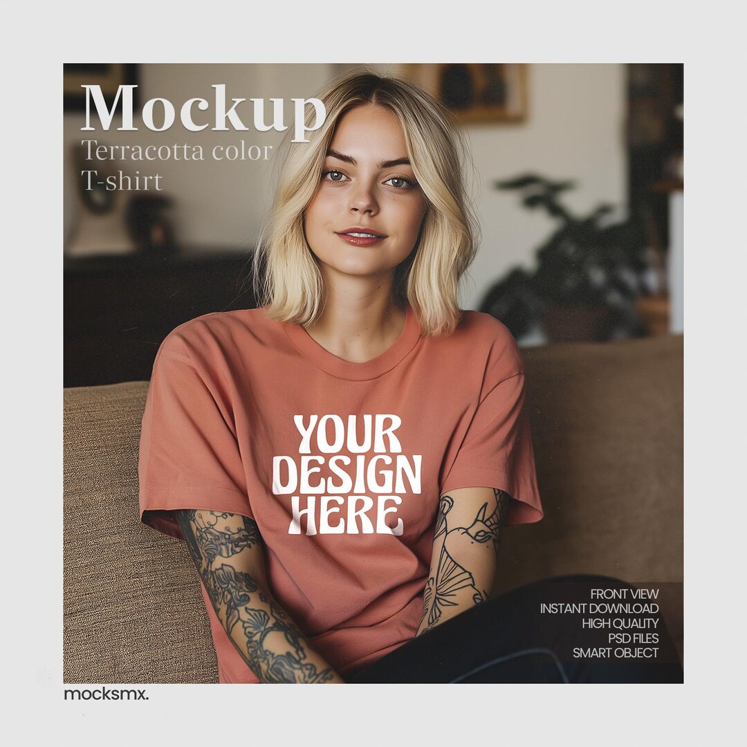 Terracotta Color T-shirt MOCKUP With a Simple and Minimalist Style. PSD ...