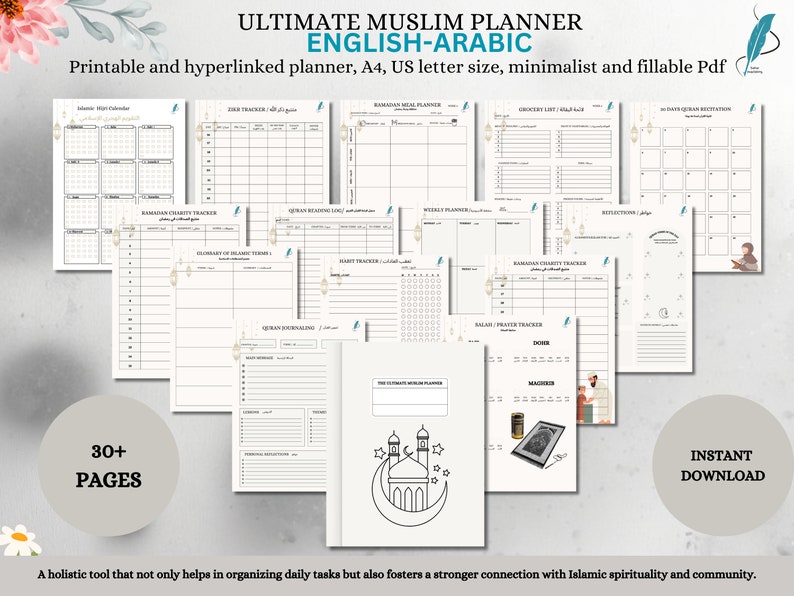 Digital Hyperlinked Printable Muslim Planner ENGLISH and ARABIC ...