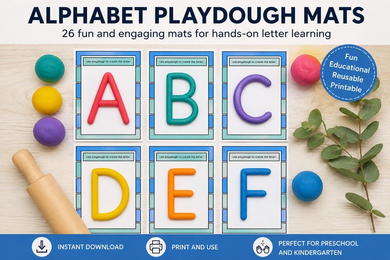 60 Pages Playdough Mats Bundle for Kids Ages 3-5 | Printable PDF ...