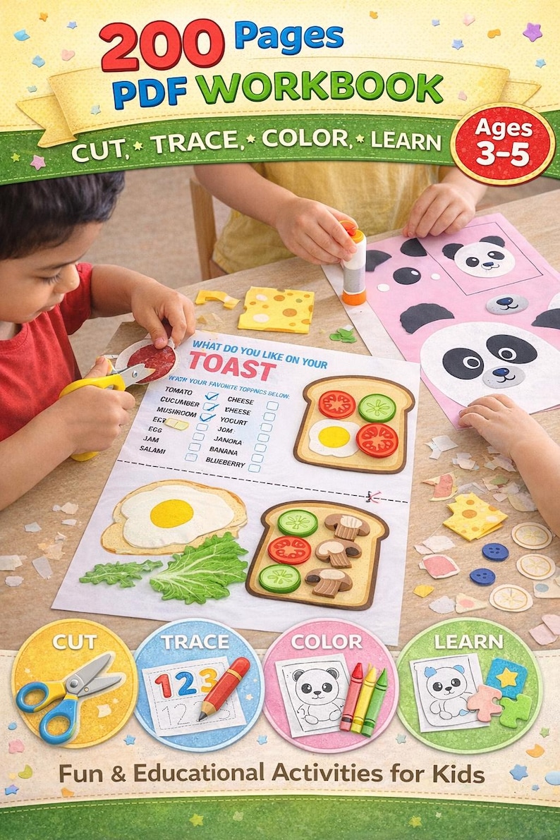 200 Preschool Worksheets Bundle | Tracing, Cutting, Coloring, ABC ...