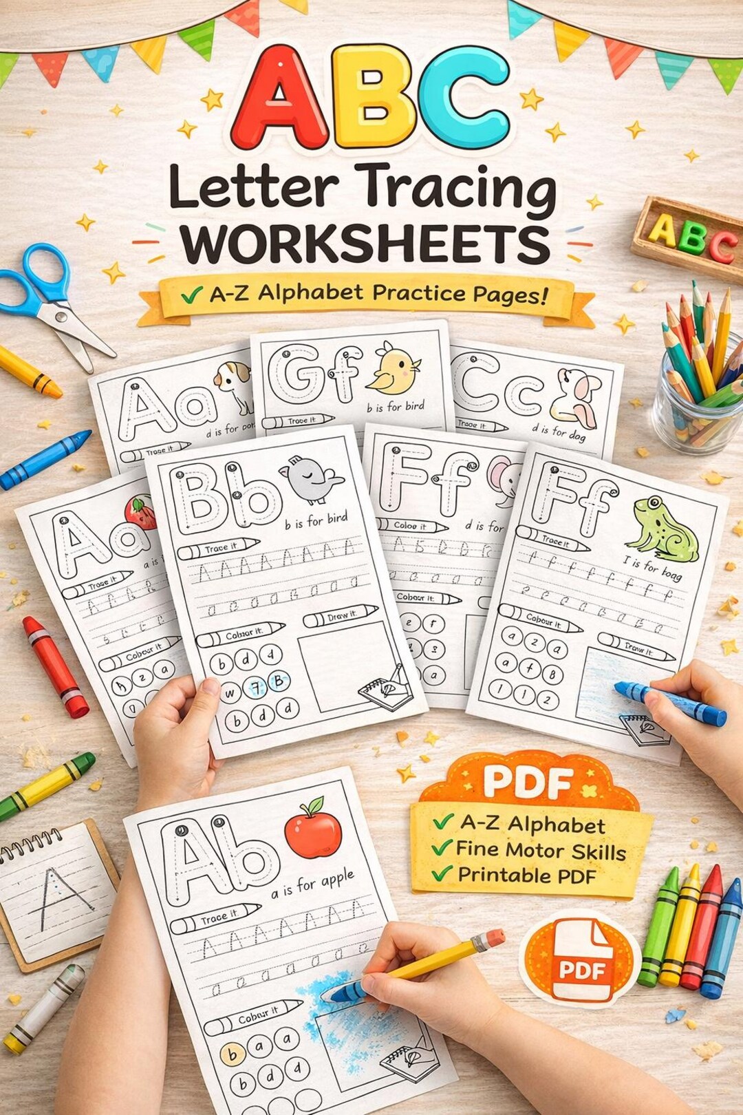 A-Z Alphabet Tracing Worksheets | Preschool Letter Practice Printable ...