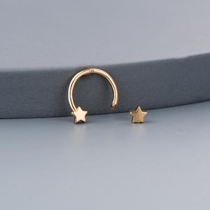 16G 14K Solid Gold Star Shape Septum Ring/septum Jewelry/septum ...