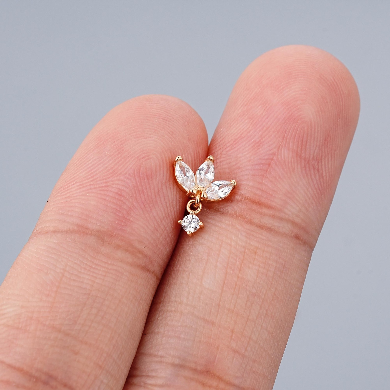 14K Gold Lotus Cartilage Stud/crown Helix/tragus/conch Piercings/16g ...