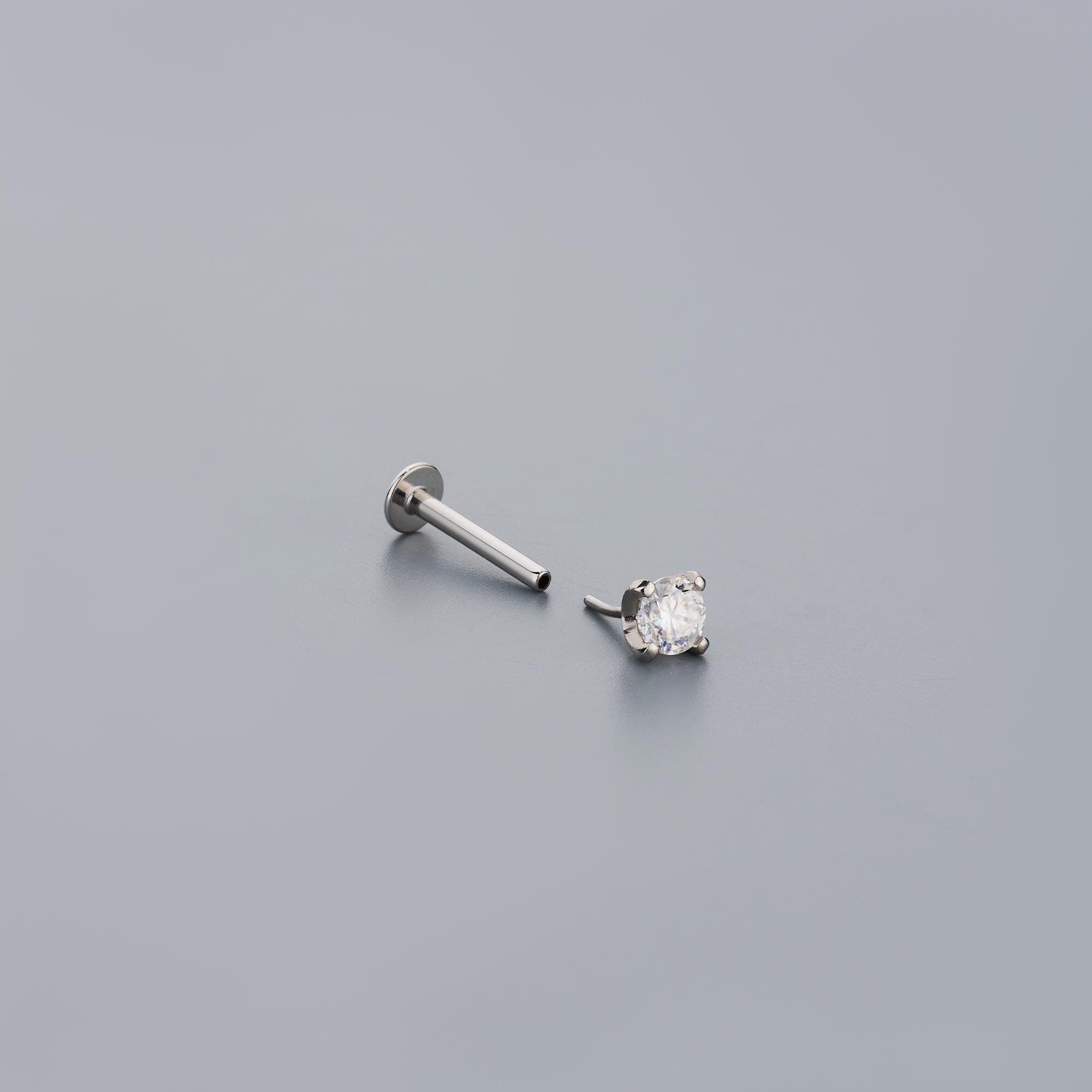 14K White Gold Moissanite Threadless Stud – 16G/18G/20G Flat Back ...