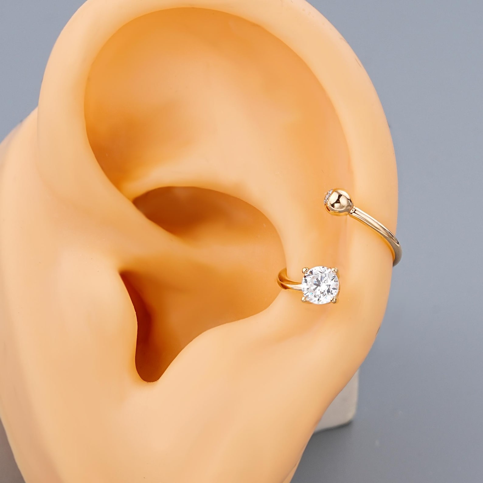 14K Solid Gold Spiral Barbells Heart/butterfly/round Zircon | 16G ...