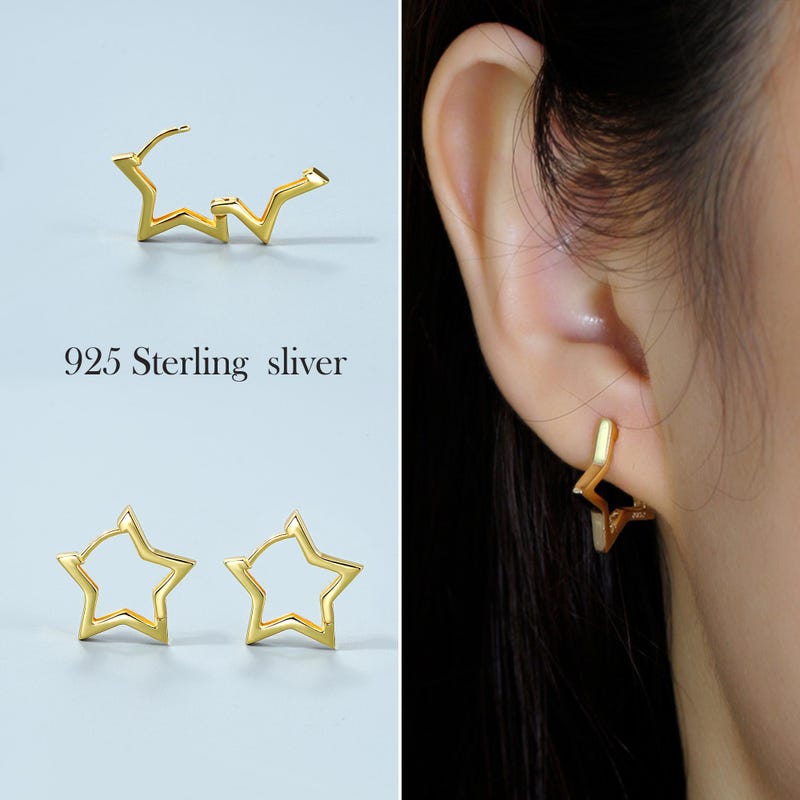 Star Huggie Earrings - Etsy