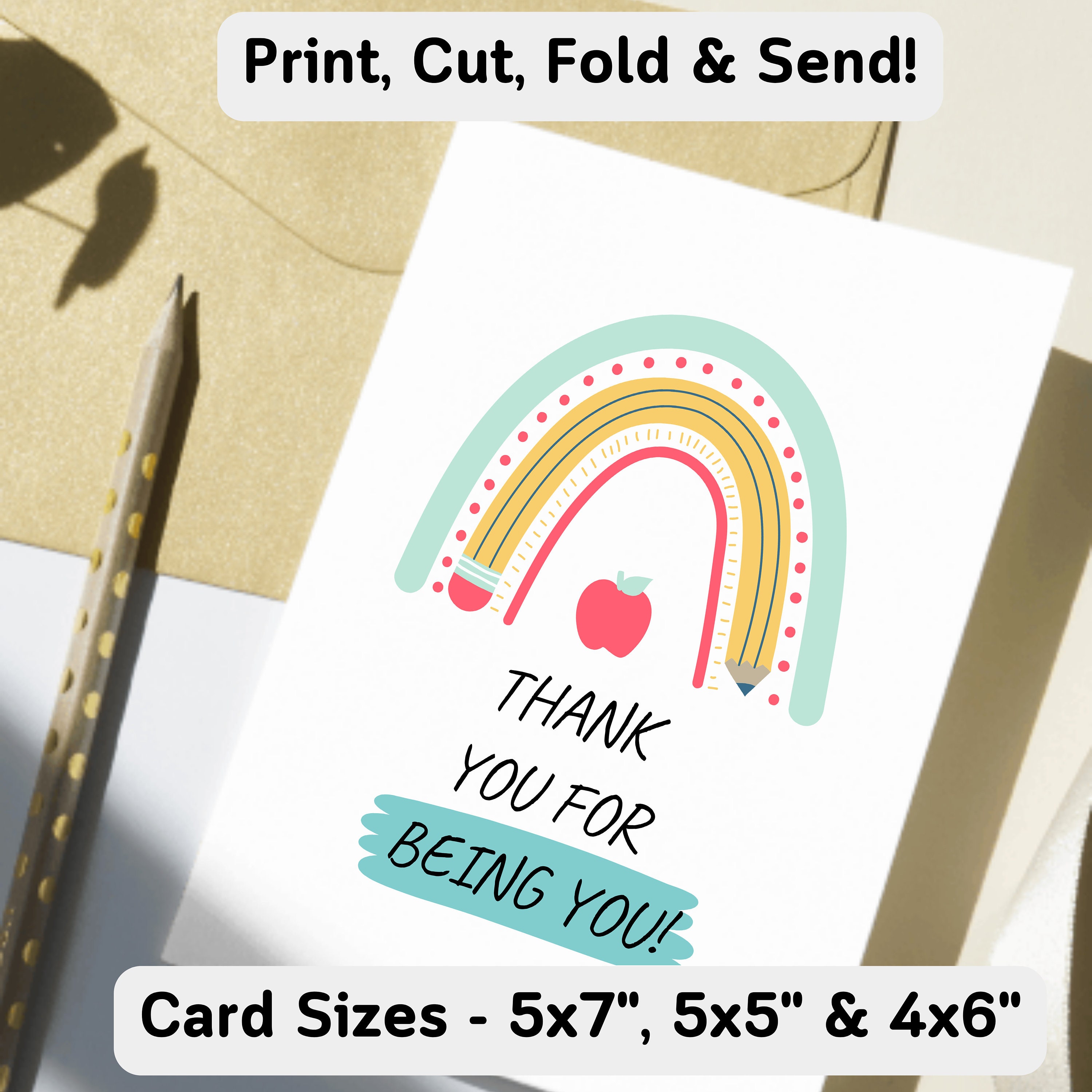 Teacher Appreciation Card Printable Thank You for Being You End of ...