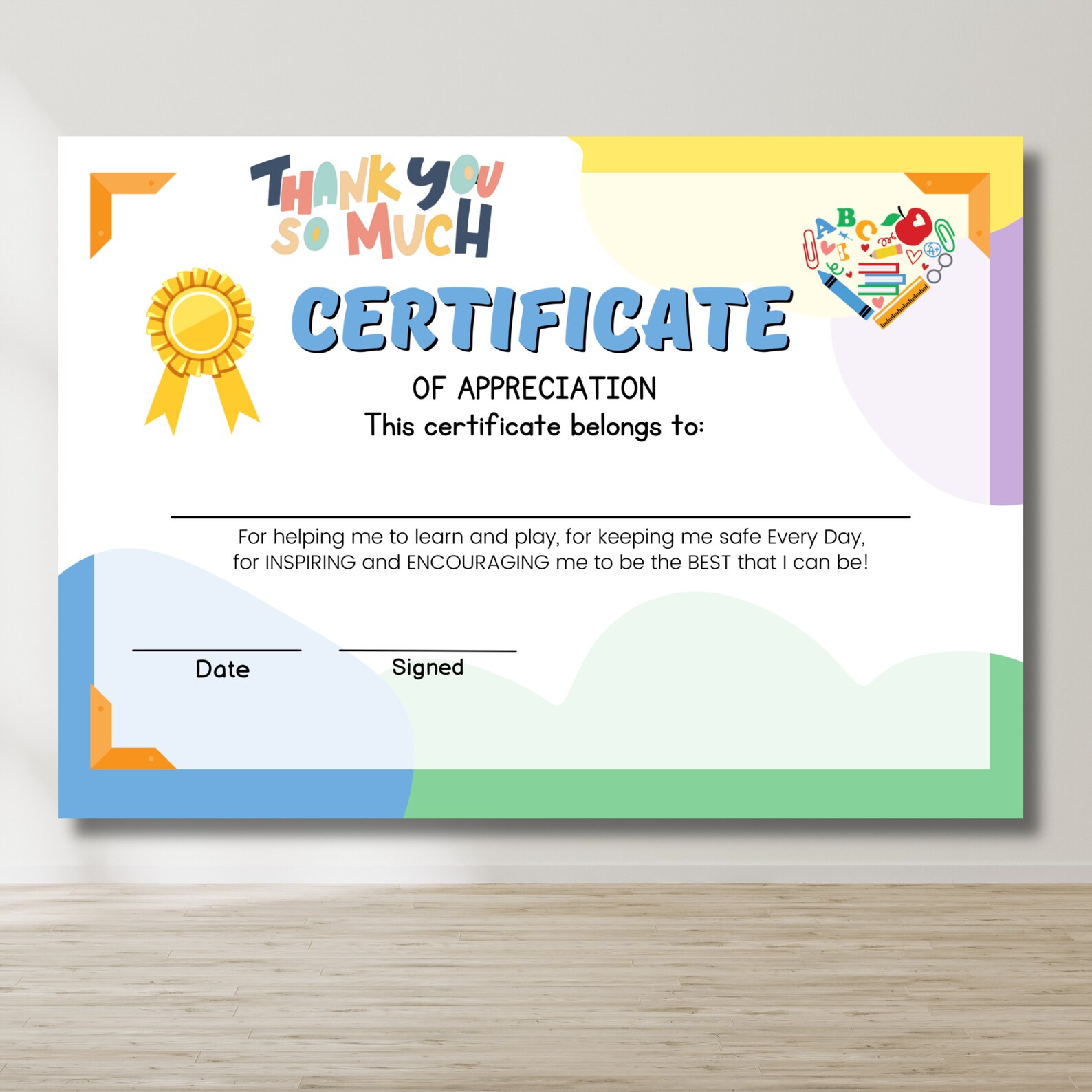 Teacher Appreciation Certificate Printable Wall Art Teacher Thank You ...
