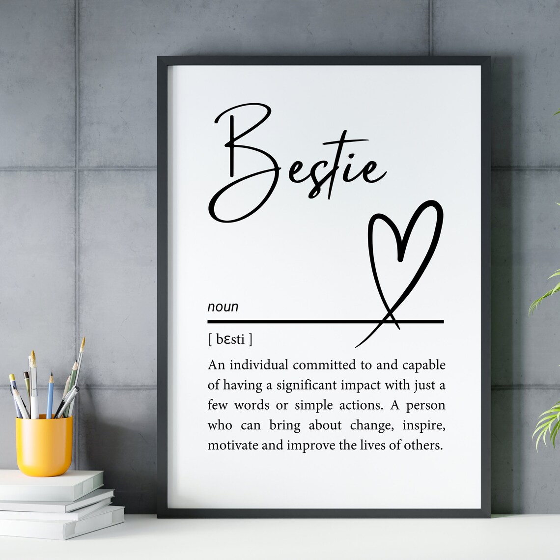 Bestie Gift | Dictionary Definition Quote Printable Card Wall Art Thank ...