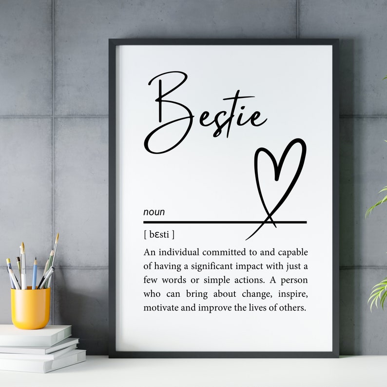 Bestie Gift | Dictionary Definition Quote Printable Card Wall Art Thank ...