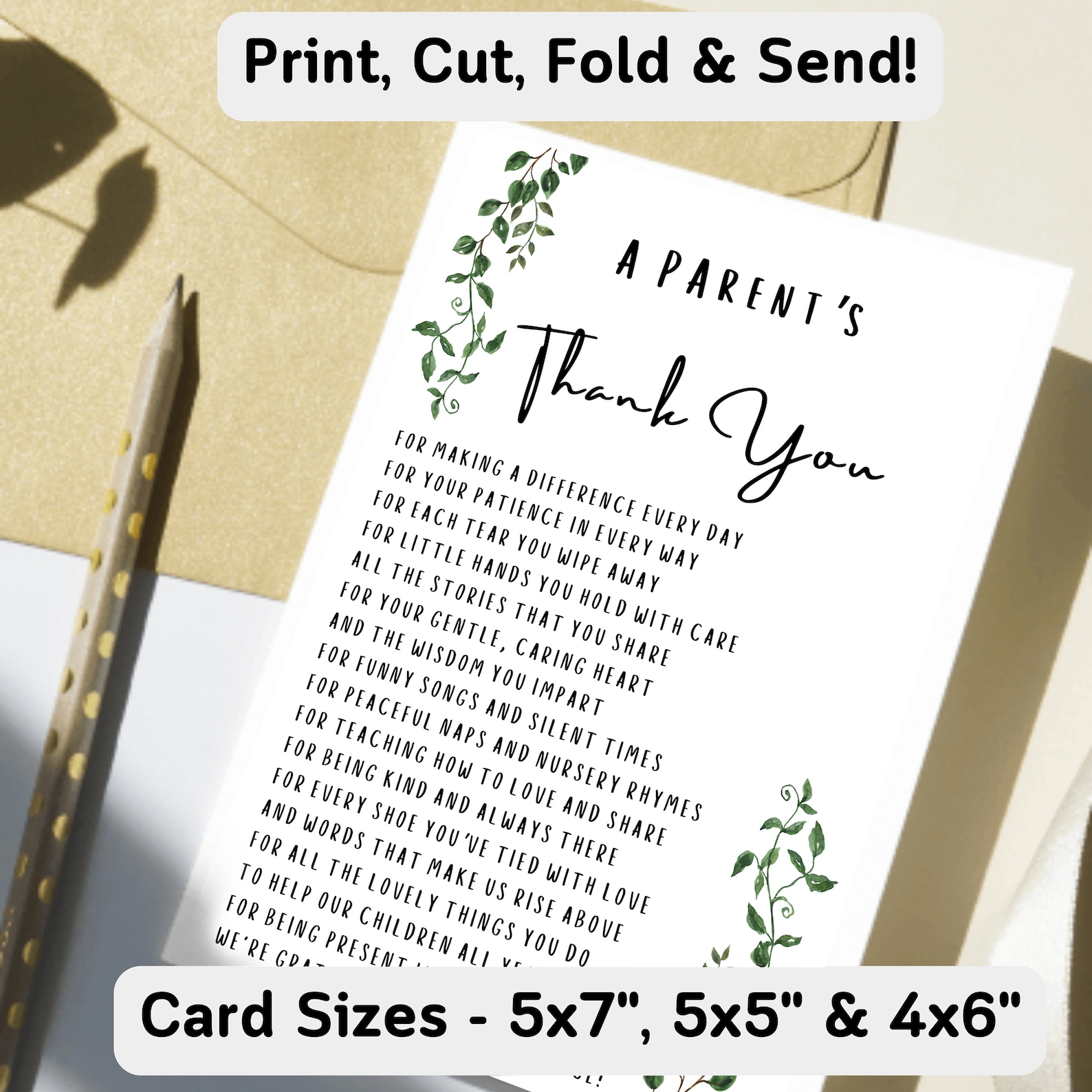 Parent Teacher Appreciation Printable Card Wall Art Thank You Gift ...