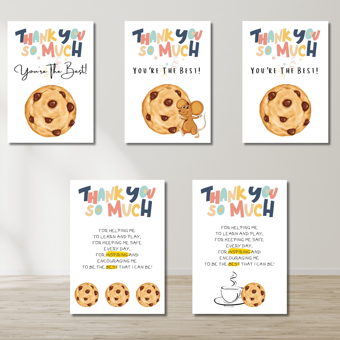 Teacher Appreciation Cookie Card Printables: Gift Bundle (digital ...