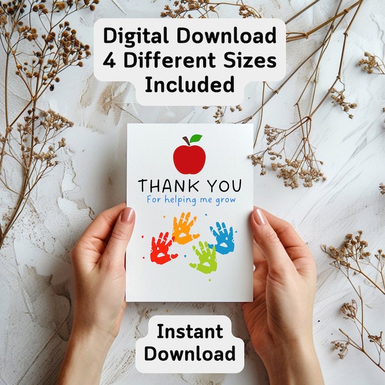 Thank You for Helping Me Grow Printable - Daycare, Principal, Teacher ...