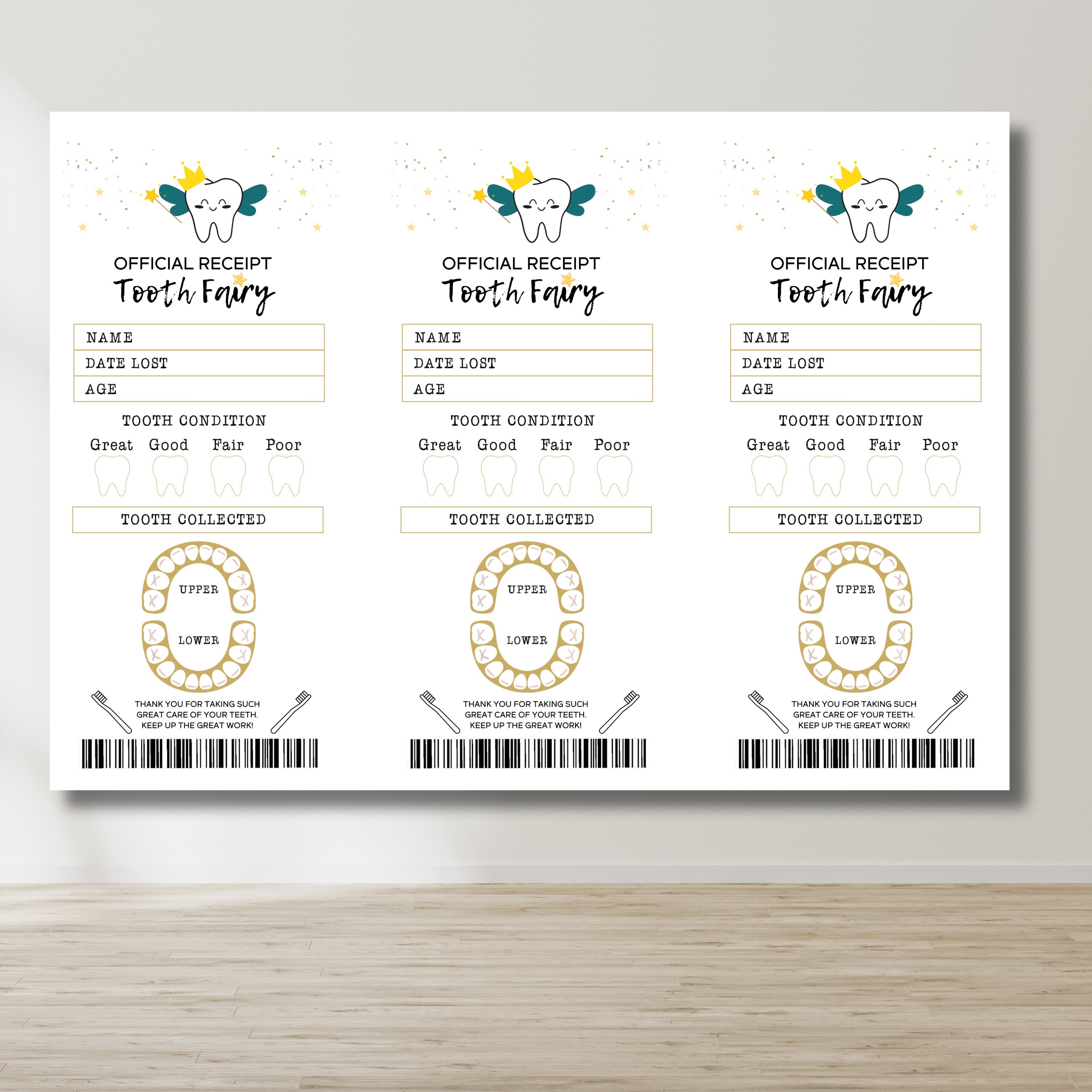 Tooth Fairy Letter With Tooth Fairy Receipt, Tooth Fairy Pillow ...