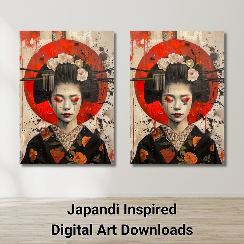 Japandi Digital Card Template and Japanese Wall Art Digital Print Gift ...