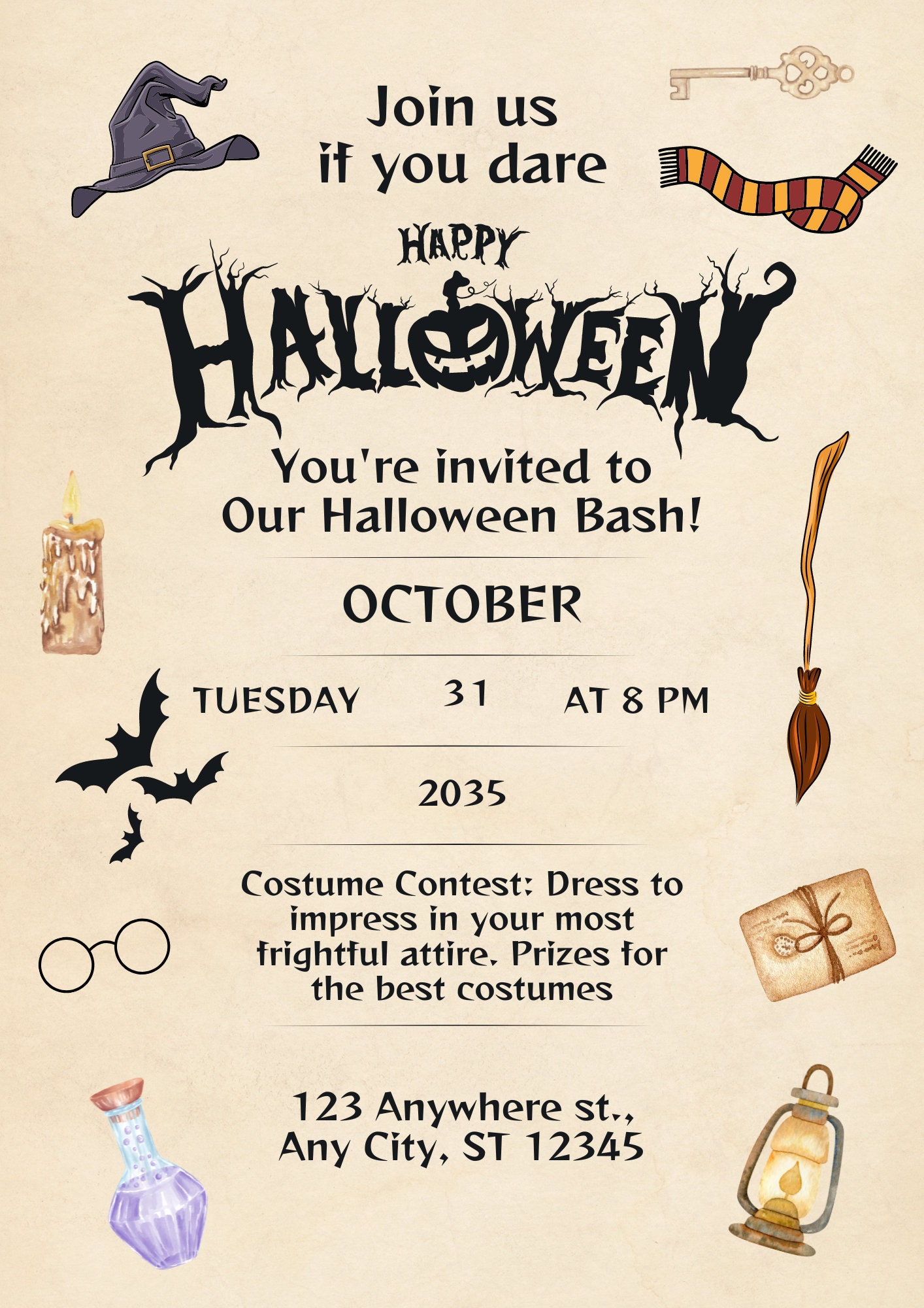 Halloween Name Labels | EDITABLE and PRINTABLE | Magic Birthday Party ...
