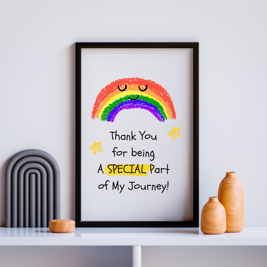 Rainbow Teacher Thank You Card: Printable Principal Gift (digital ...