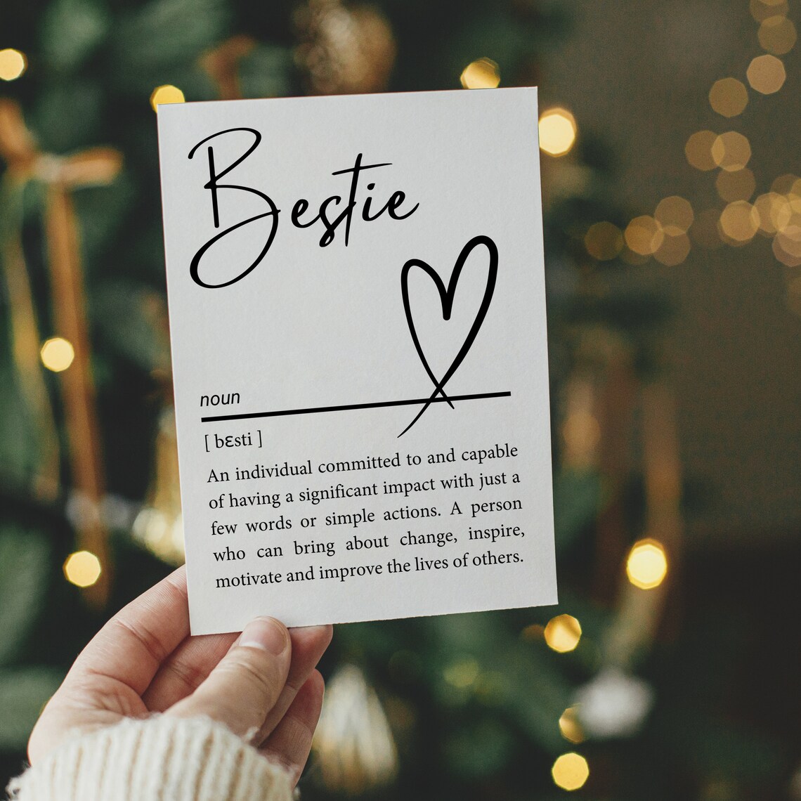 Bestie Gift | Dictionary Definition Quote Printable Card Wall Art Thank ...