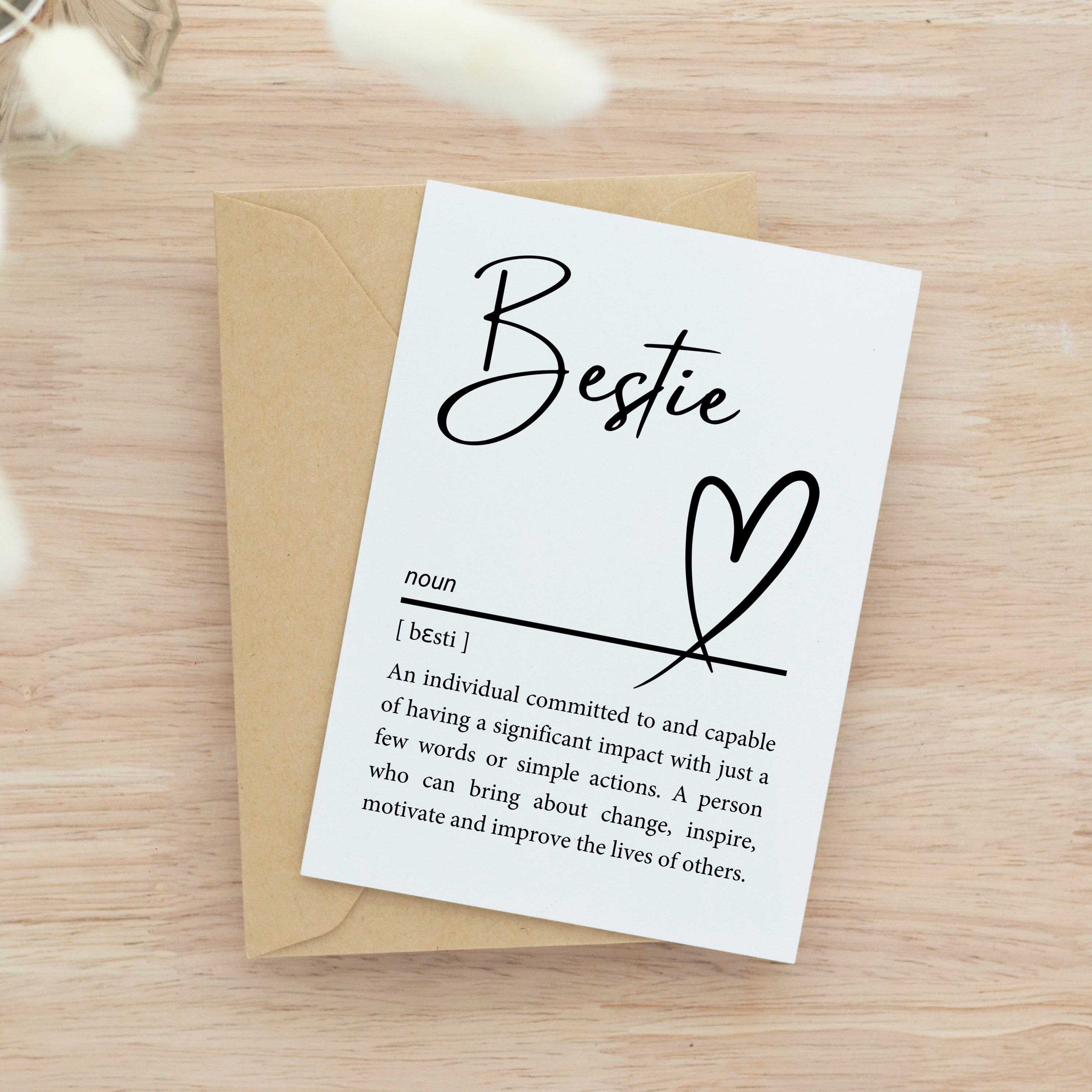 Bestie Gift | Dictionary Definition Quote Printable Card Wall Art Thank ...