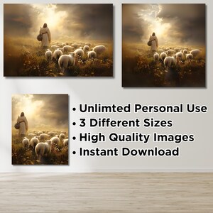 Leading the Flock, Jesus and Flock, Christian Painting, Modern ...