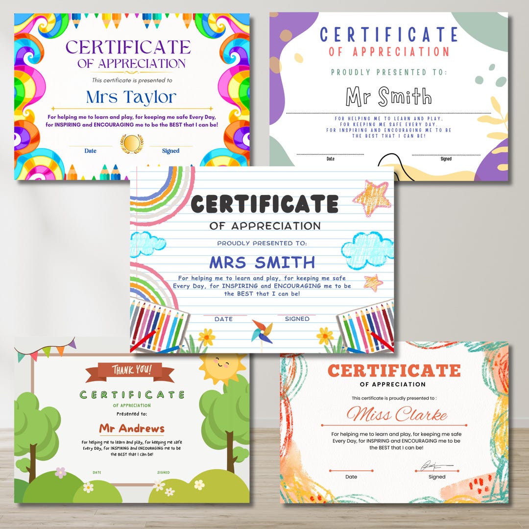 Teacher Appreciation Certificate Printable Wall Art Teacher Thank You ...