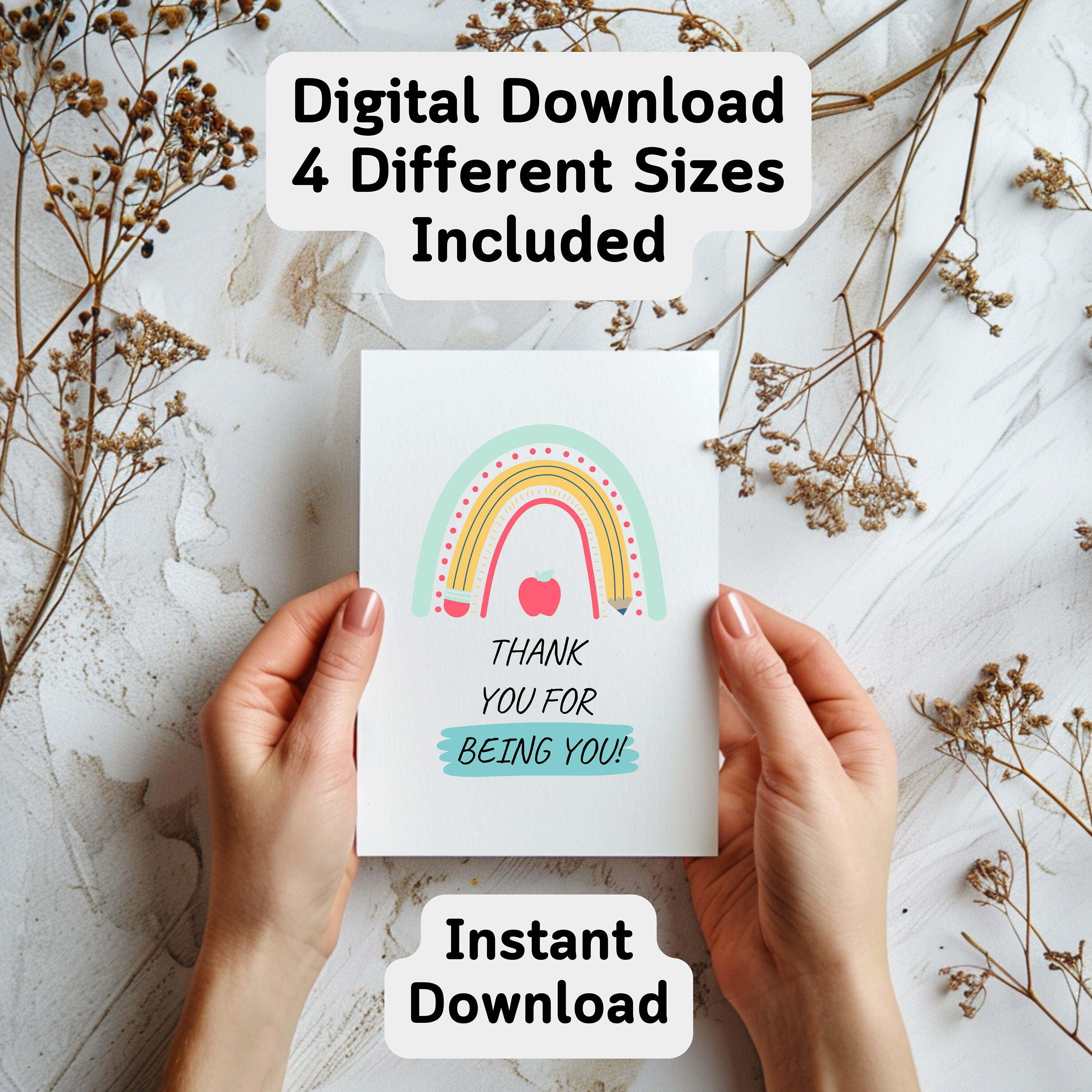 Teacher Appreciation Card Printable Thank You for Being You End of ...