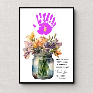 Teacher Appreciation Handprint Art: Floral Thank You Gift (PDF) - Etsy