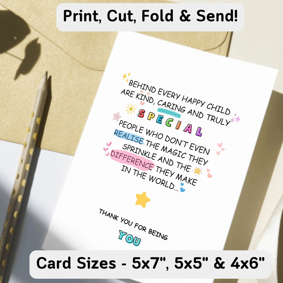 Teacher Thank You Card: End of School Appreciation (digital Download ...