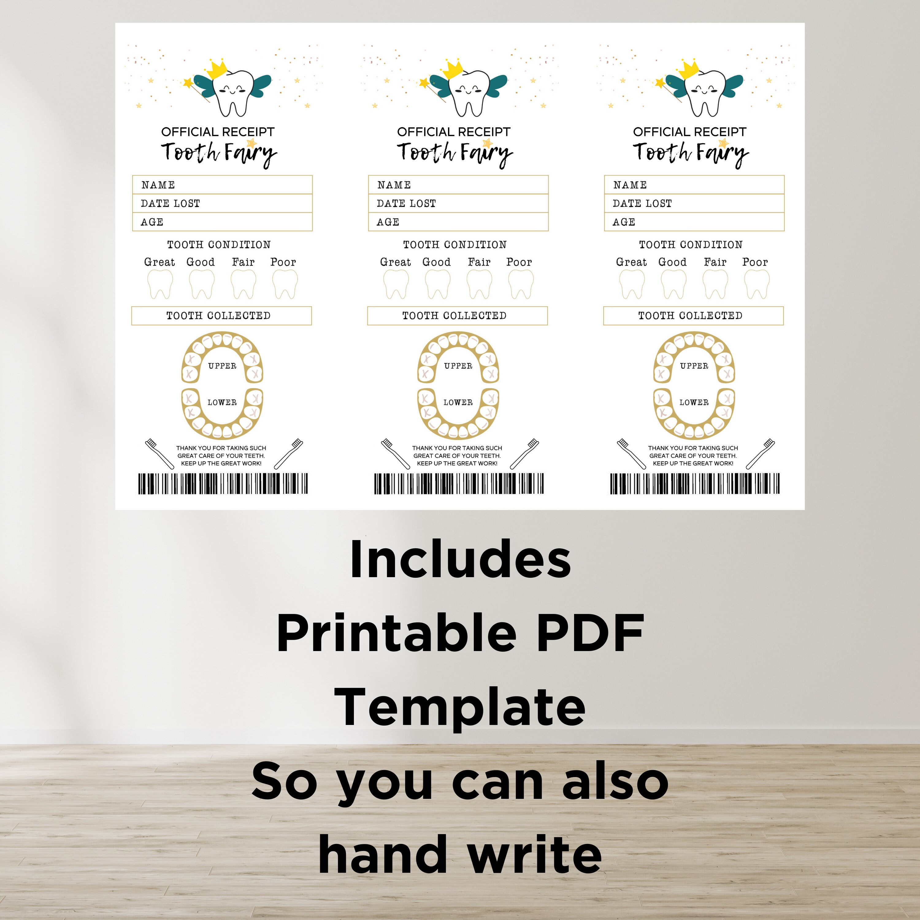 Editable Tooth Fairy Receipt Upload to Canva Instant Download - Etsy