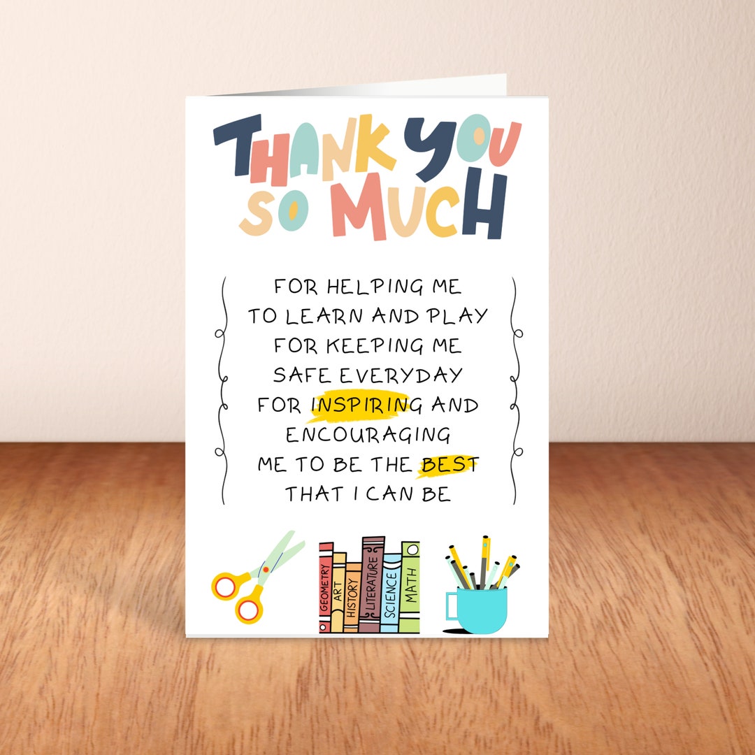 Teacher Appreciation Card & Wall Art Printable: Thank You Gift (digital ...