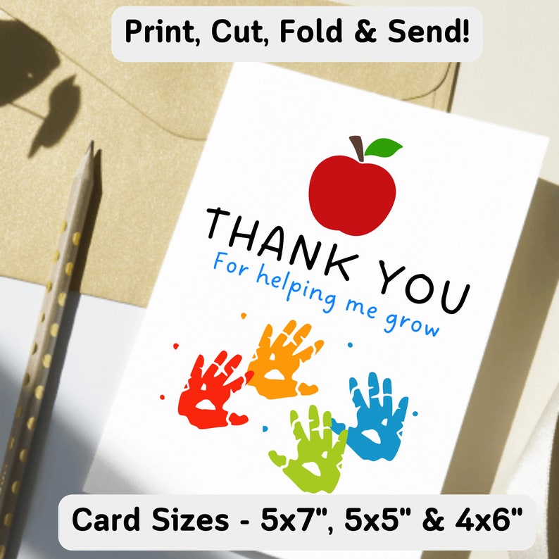 Thank You for Helping Me Grow Printable Daycare, Principal, Teacher or ...