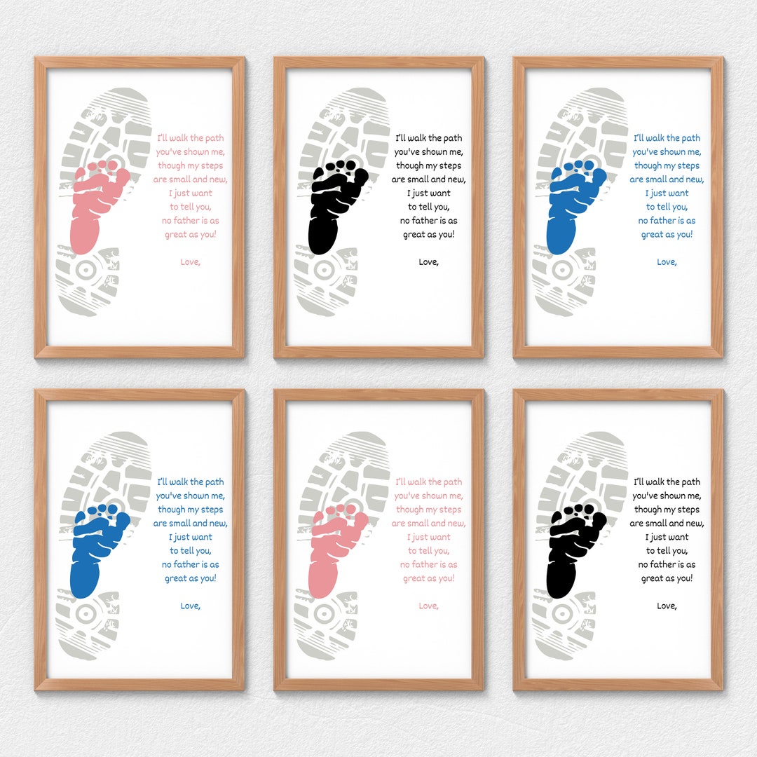 1st Fathers Day Poem Printable Kids Footprint Keepsake Teacher Parent ...