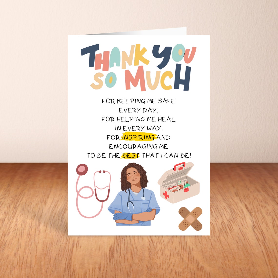 Nurse Thank You Card and Wall Art Printable Instant Download Nurse ...