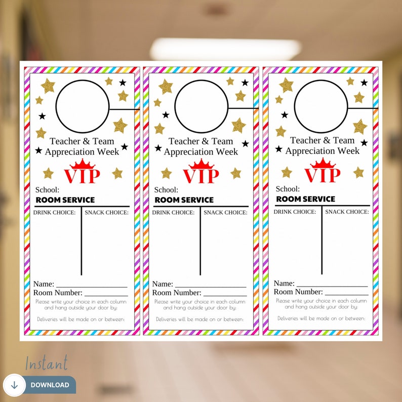 Editable Teacher Appreciation Printable Door Hanger Set Instant ...