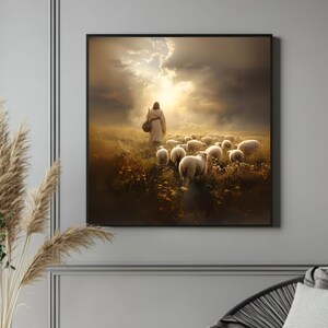 Leading the Flock, Jesus and Flock, Christian Painting, Modern ...