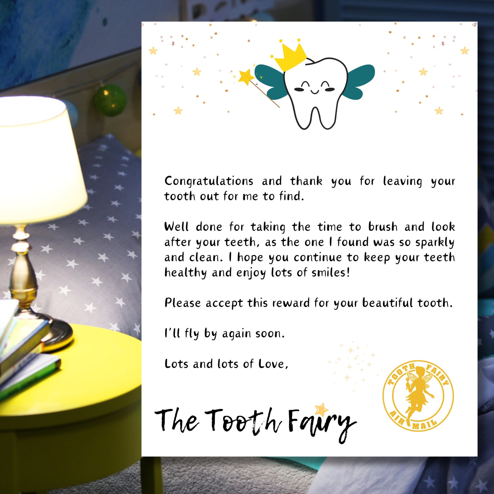 Tooth Fairy Letter With Tooth Fairy Receipt, Tooth Fairy Pillow ...