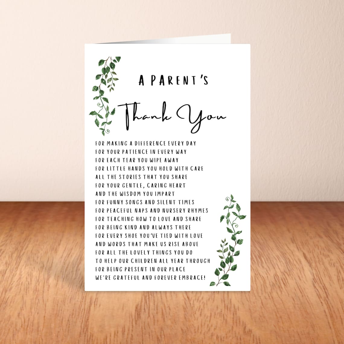 Parent Teacher Appreciation Printable Card Wall Art Thank You Gift ...