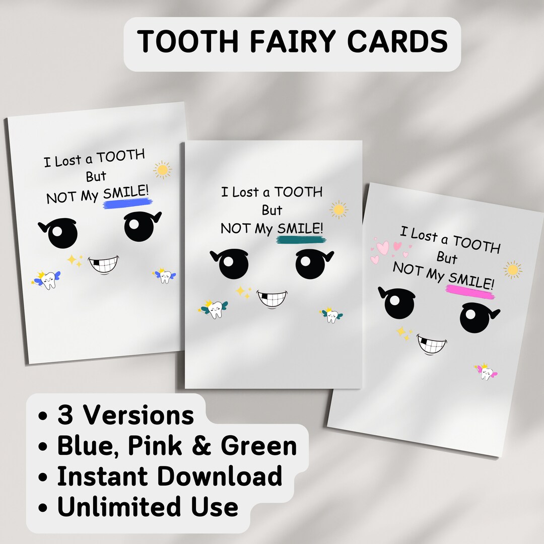 Tooth Fairy Card Bundle, Tooth Cards, Tooth Fairy Accessory, Tooth ...