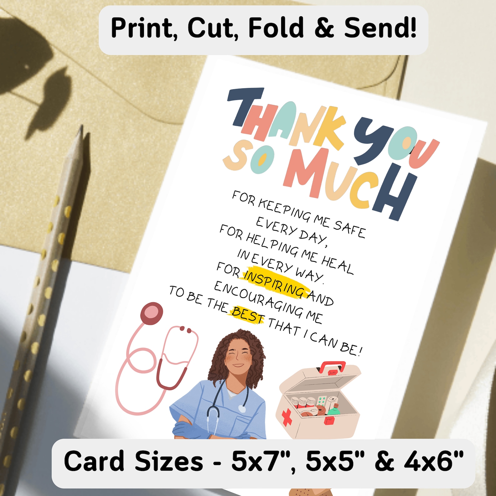 Nurse Thank You Card and Wall Art Printable Instant Download Nurse ...