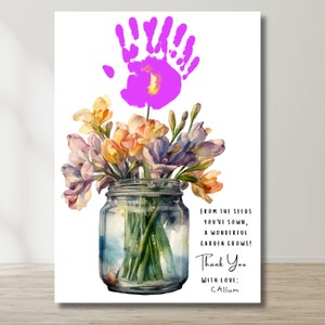 Teacher Appreciation Handprint Art: Floral Thank You Gift (PDF) - Etsy