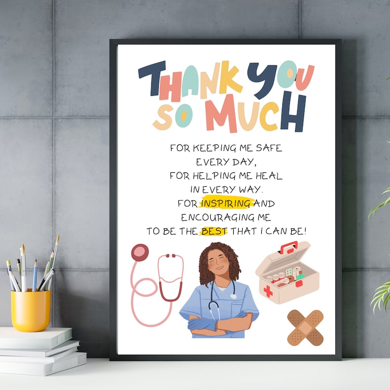 Nurse Thank You Card and Wall Art Printable Instant Download Nurse ...