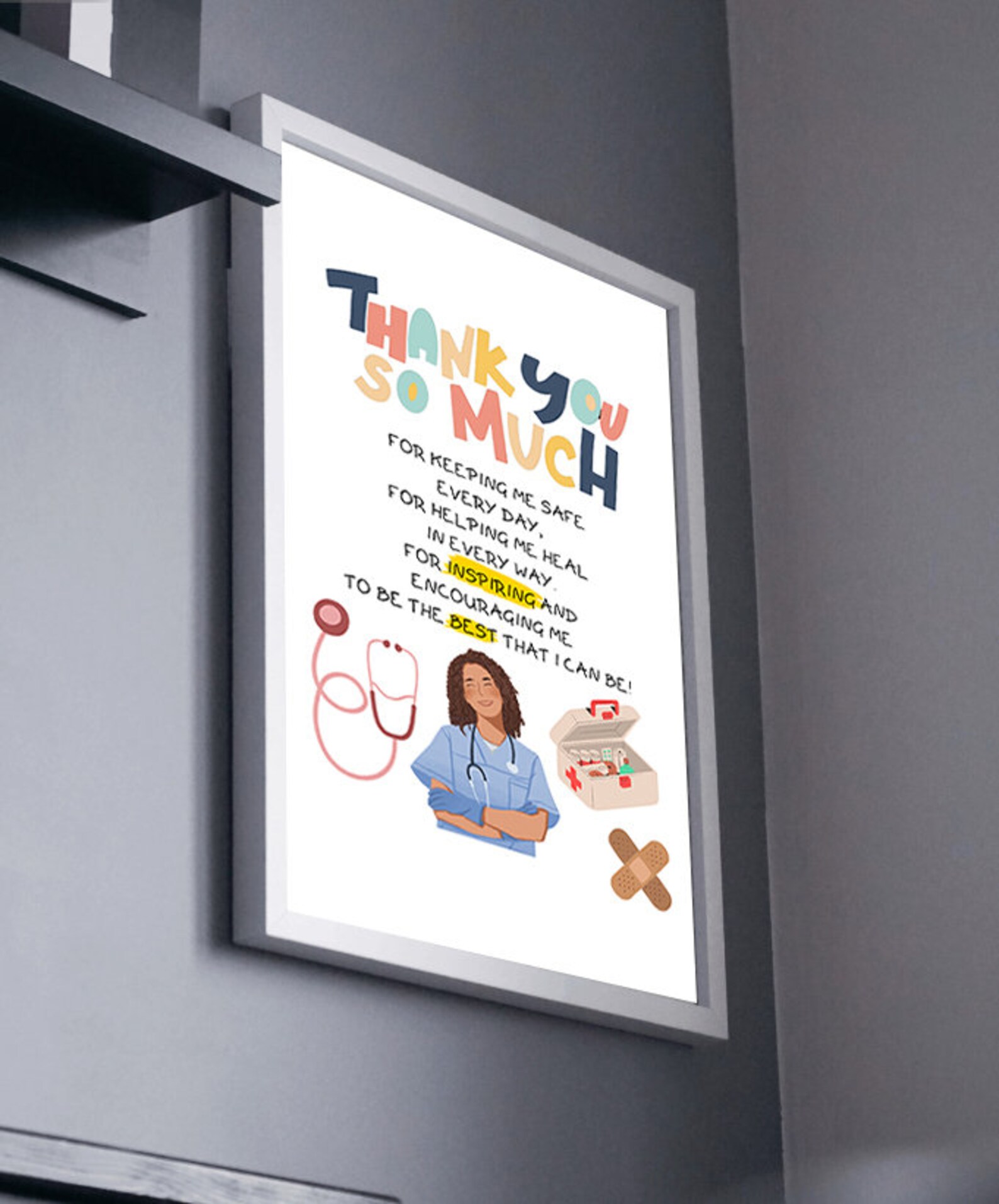 Nurse Thank You Card and Wall Art Printable Instant Download Nurse ...